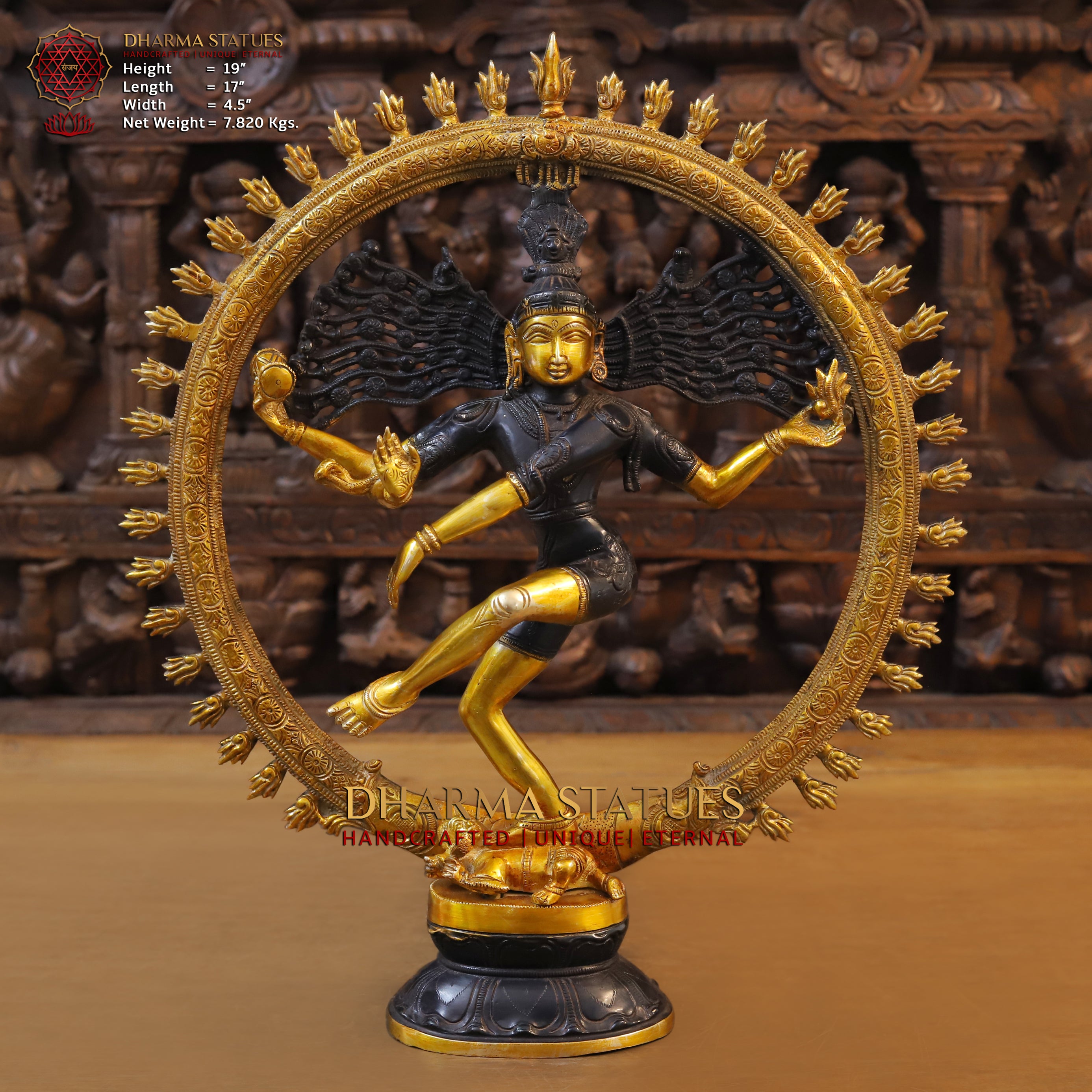 Brass Nataraja, Dancing Shiva, Copper & Golden Finish, 19" – Dharma Statues