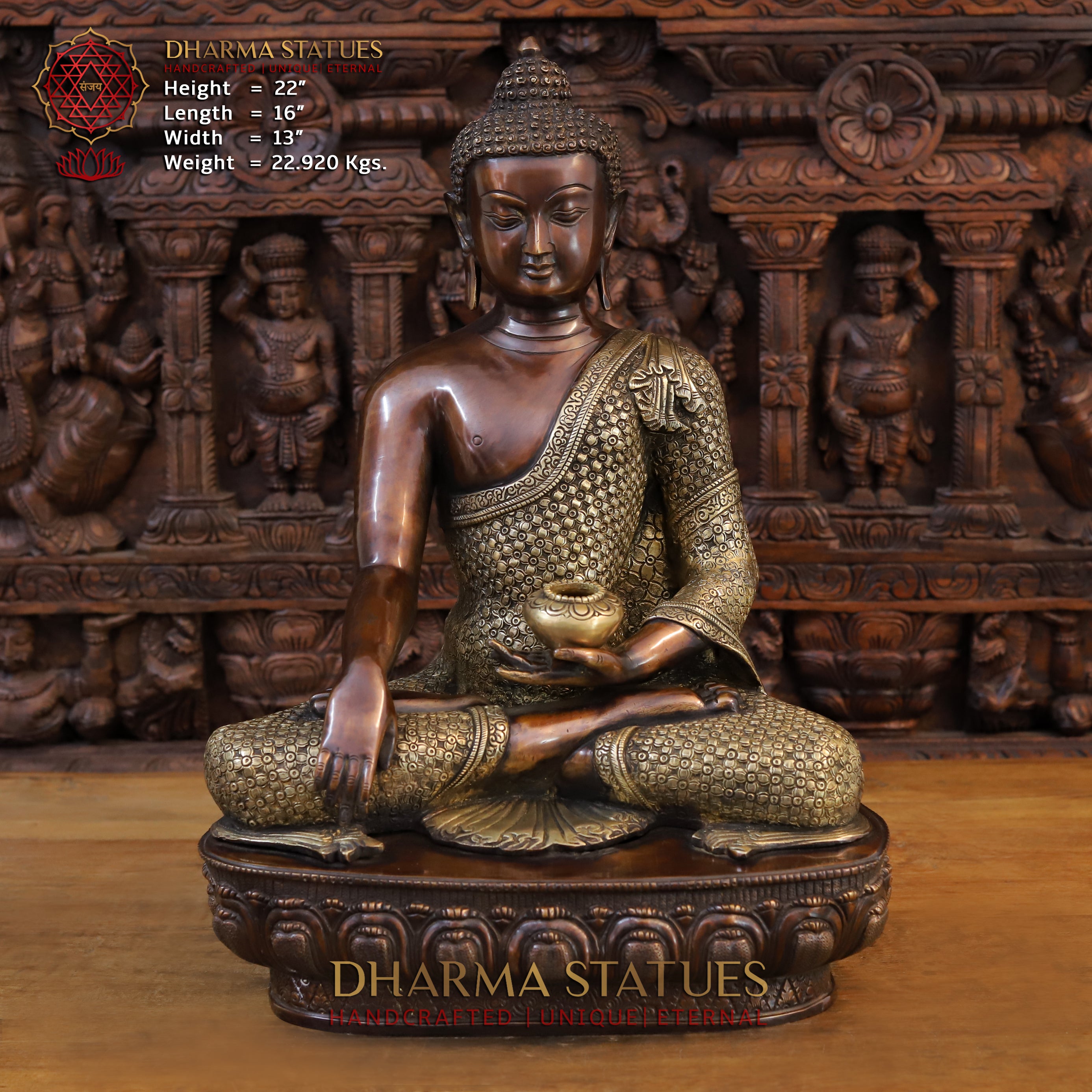 Brass Buddha, Copper Finish, 22" – Dharma Statues
