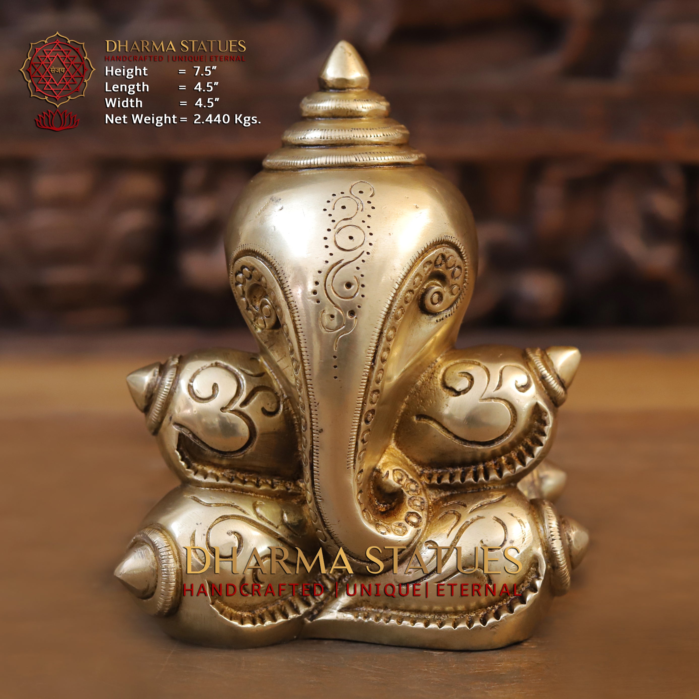Shop Brass Shankhya Ganesh with OM | Golden Finish| 30%OFF Order Now ...