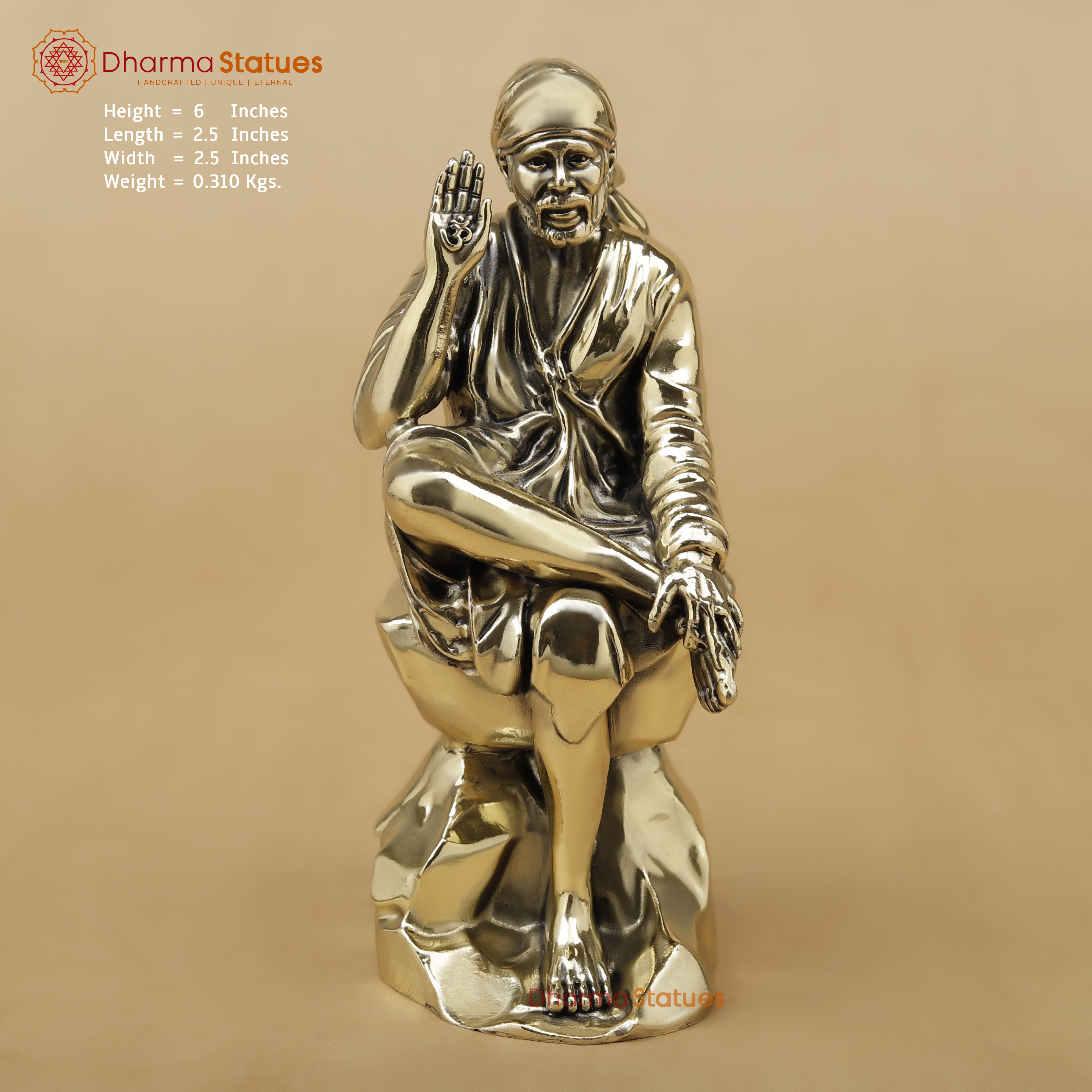 Brass Sai Baba Fine, 6" – Dharma Statues