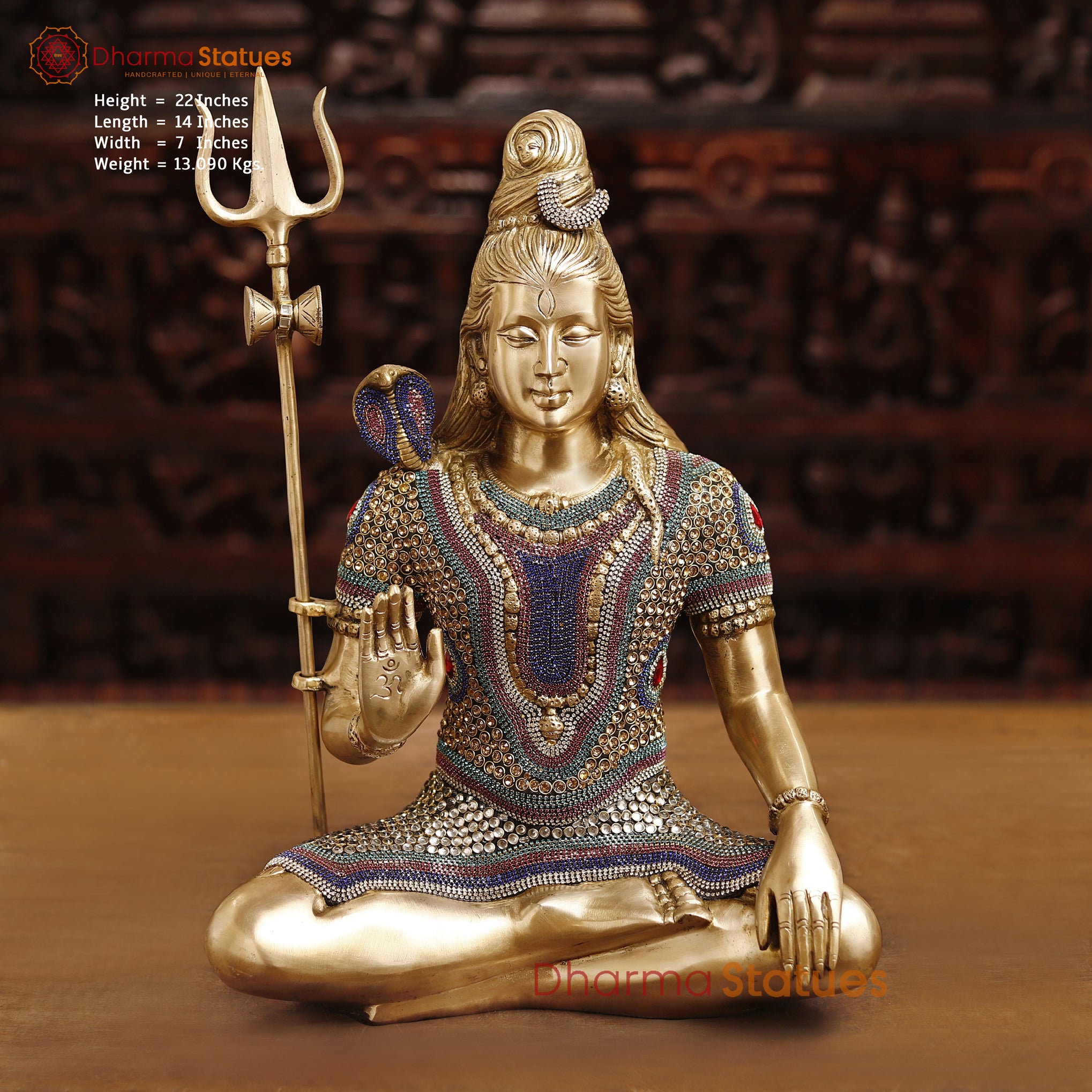 Buy Brass Lord Shiva Idol | Golden & Stonework | Affordable Price ...