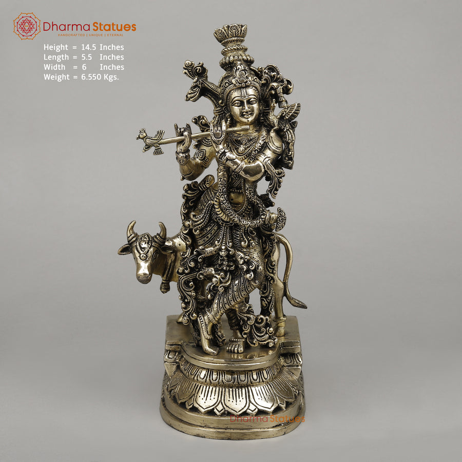 Buy Krishna Brass Idols | Handcrafted Brass Krishna Statue online ...