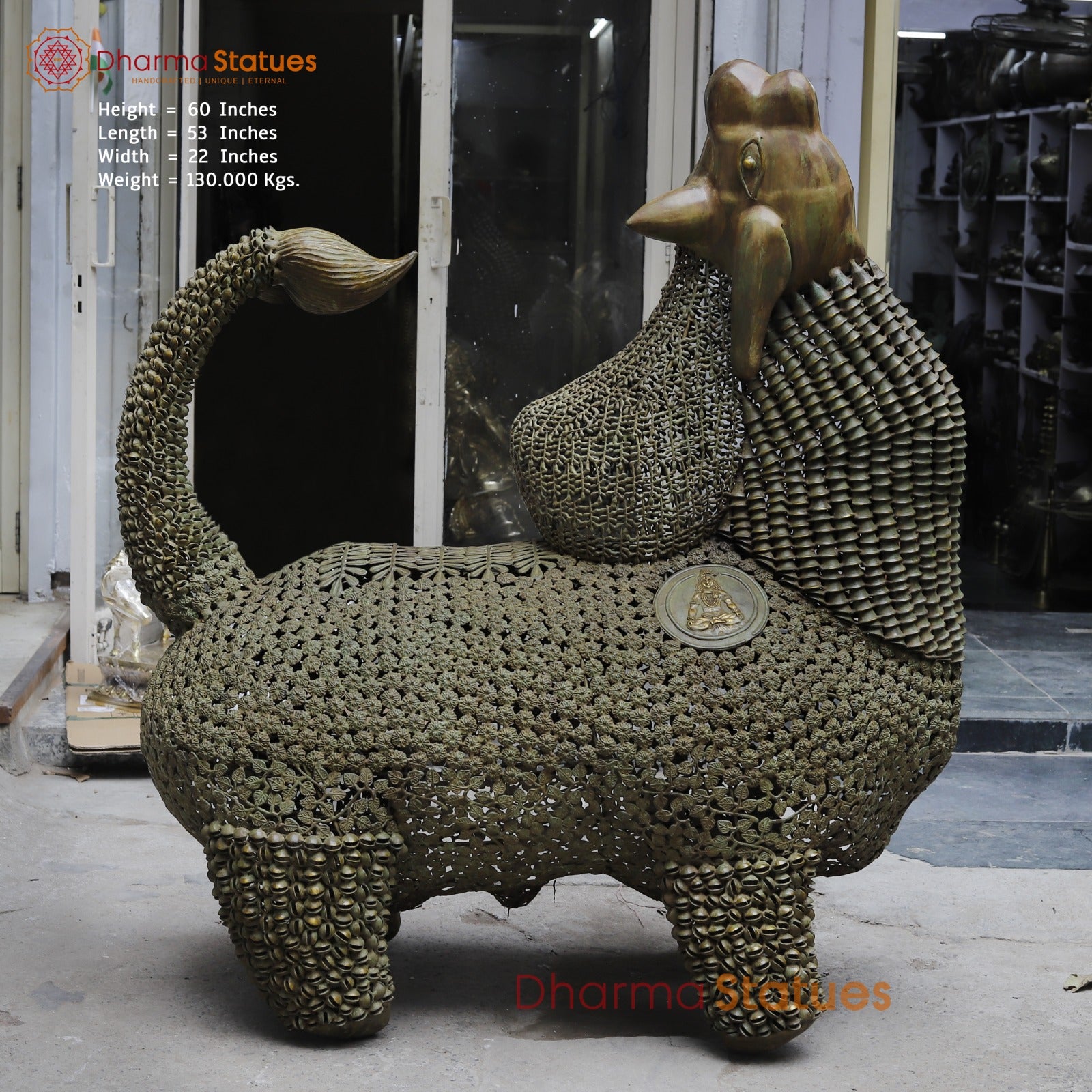 Brass Joyfull Dancing Nandi, Protector of Mount Kailash, Green Patina ...