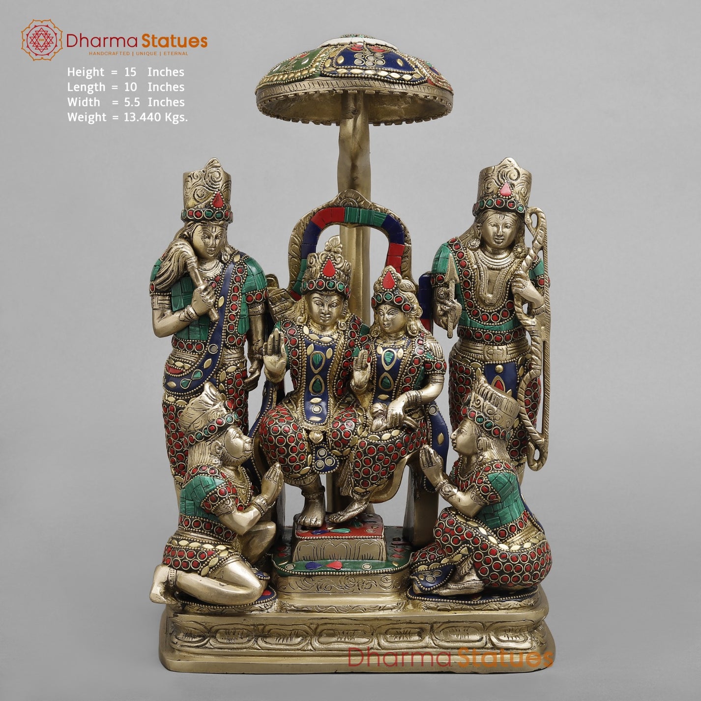 Brass Ram Darbar ( Ram Panchayat ) with umbrella, Stone Work 15 ...