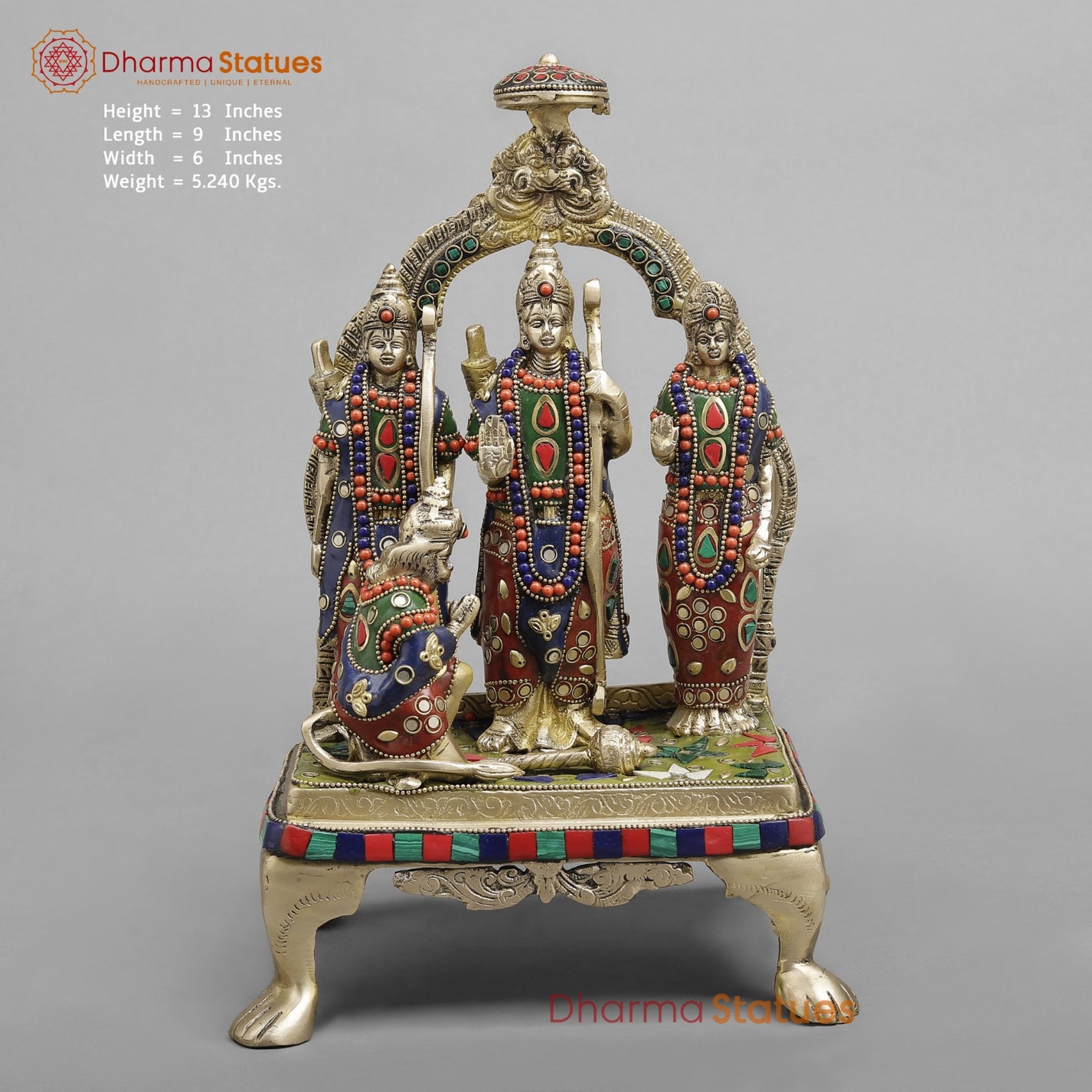 Brass Ram darbar, Fine Stone Work 13” – Dharma Statues