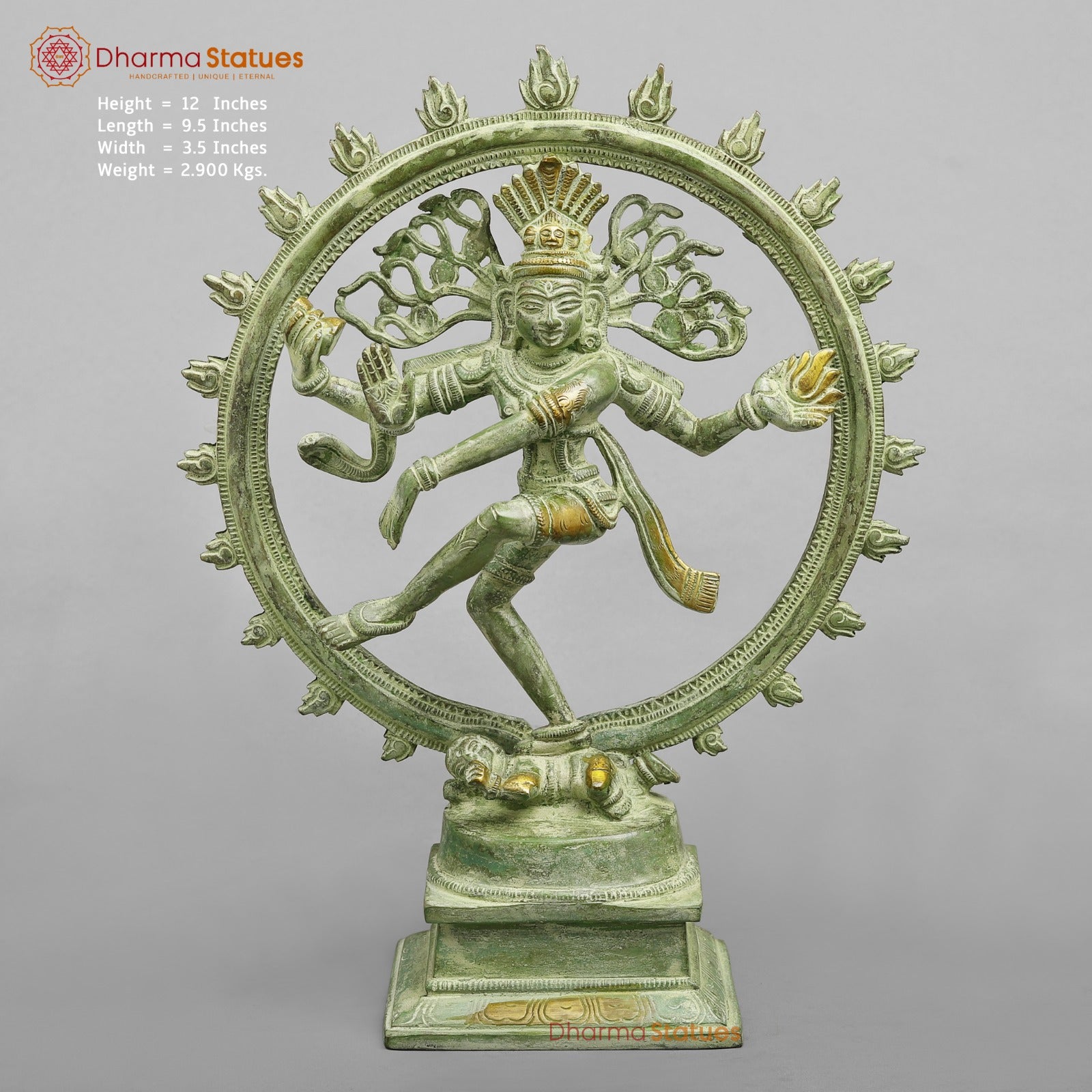 Brass Natraj Fine , Leaf Green Patina 12” – Dharma Statues