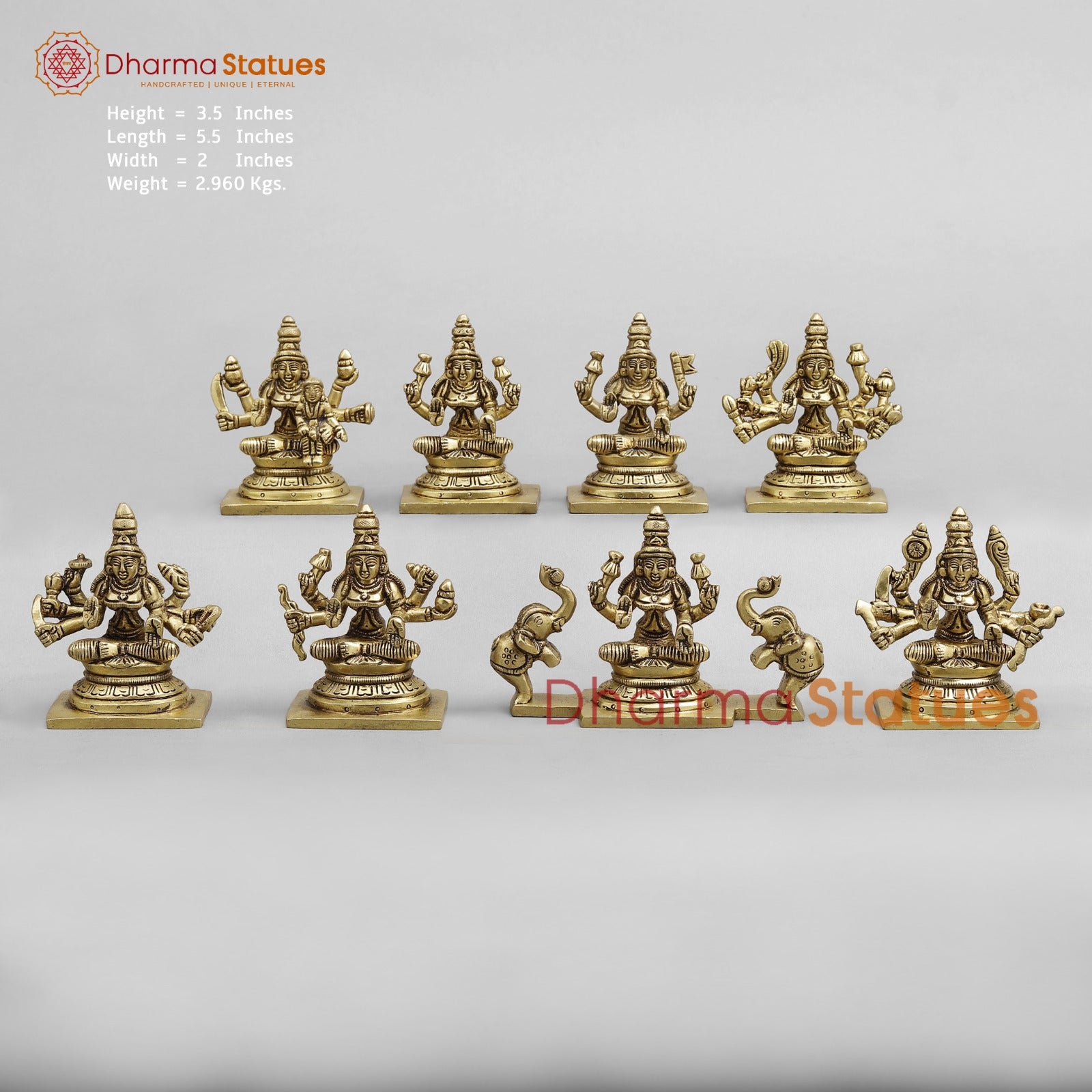Brass Ashtlakshmi Set Fine , Gold finish 3.5” – Dharma Statues