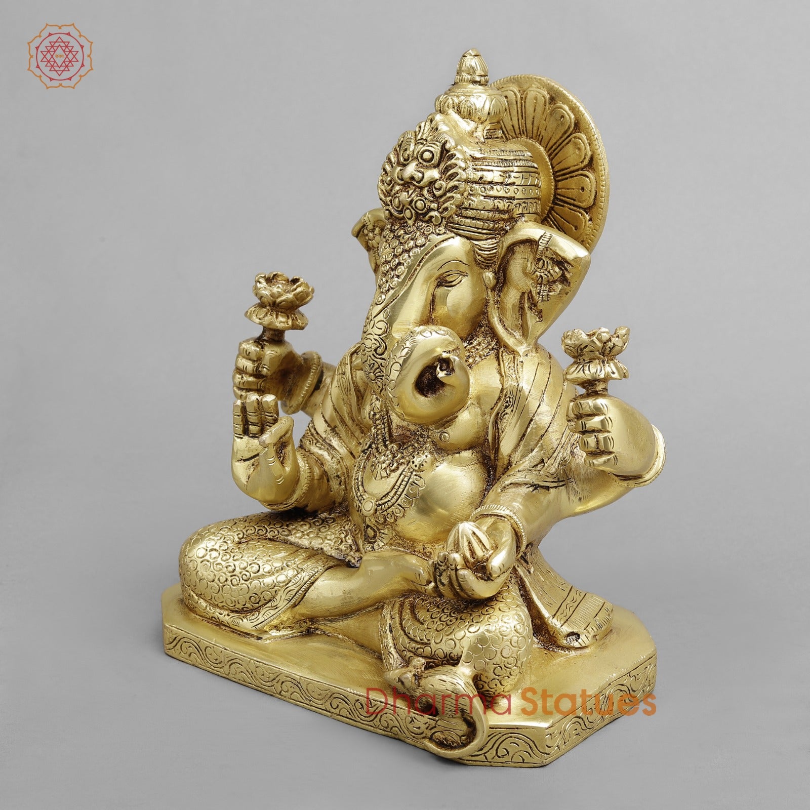 Brass Dagru Seth Ganesh Seated fine, Golden finish 9” – Dharma Statues