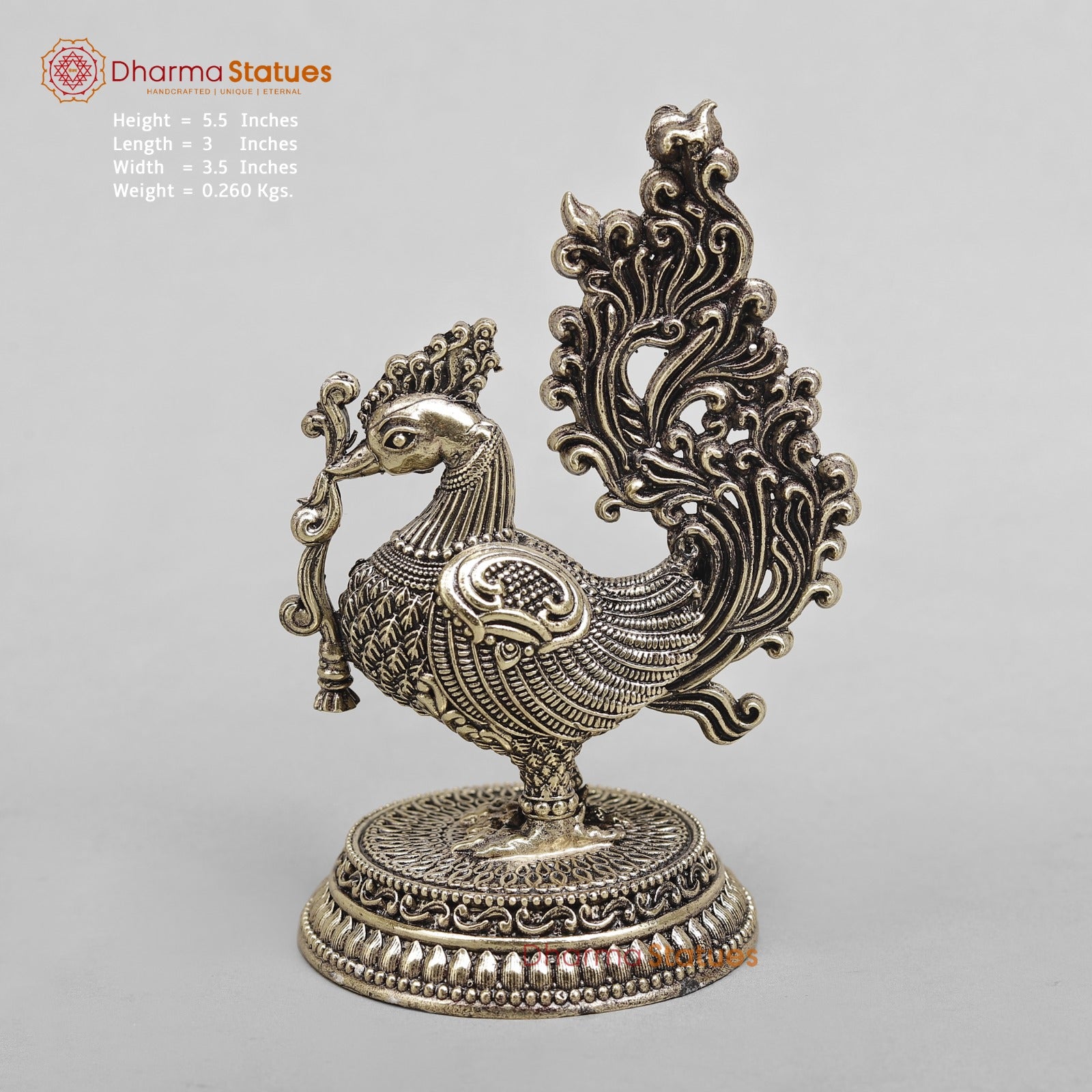 Brass South Indian Peacock Fine 5.5” – Dharma Statues